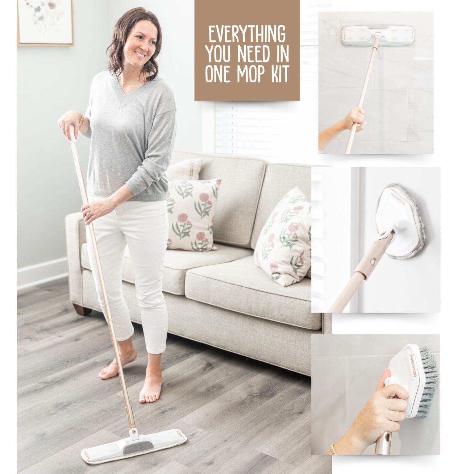 Quick Shine ® Clean + Polish All-In-One Multi-Action Mop Kit - Quick ...